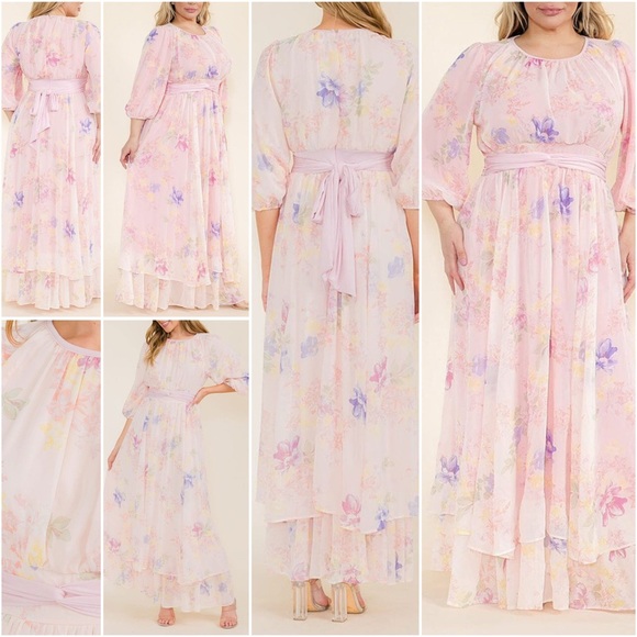 Modest and Devoted | Dresses | Elegant Floral Maxi Dress In Soft ...